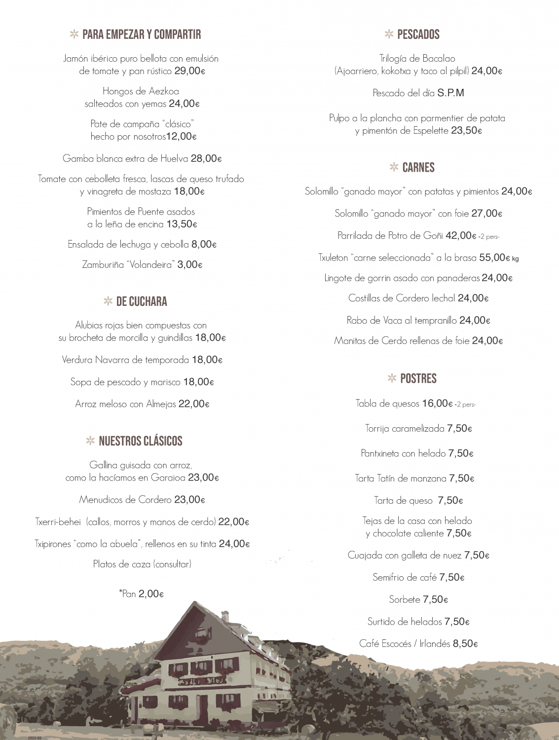 Carta – Restaurante Arostegui